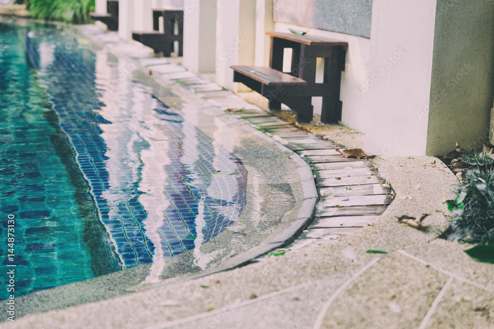 edge of swimming pool in hotel resort Stock Photo | Adobe Stock