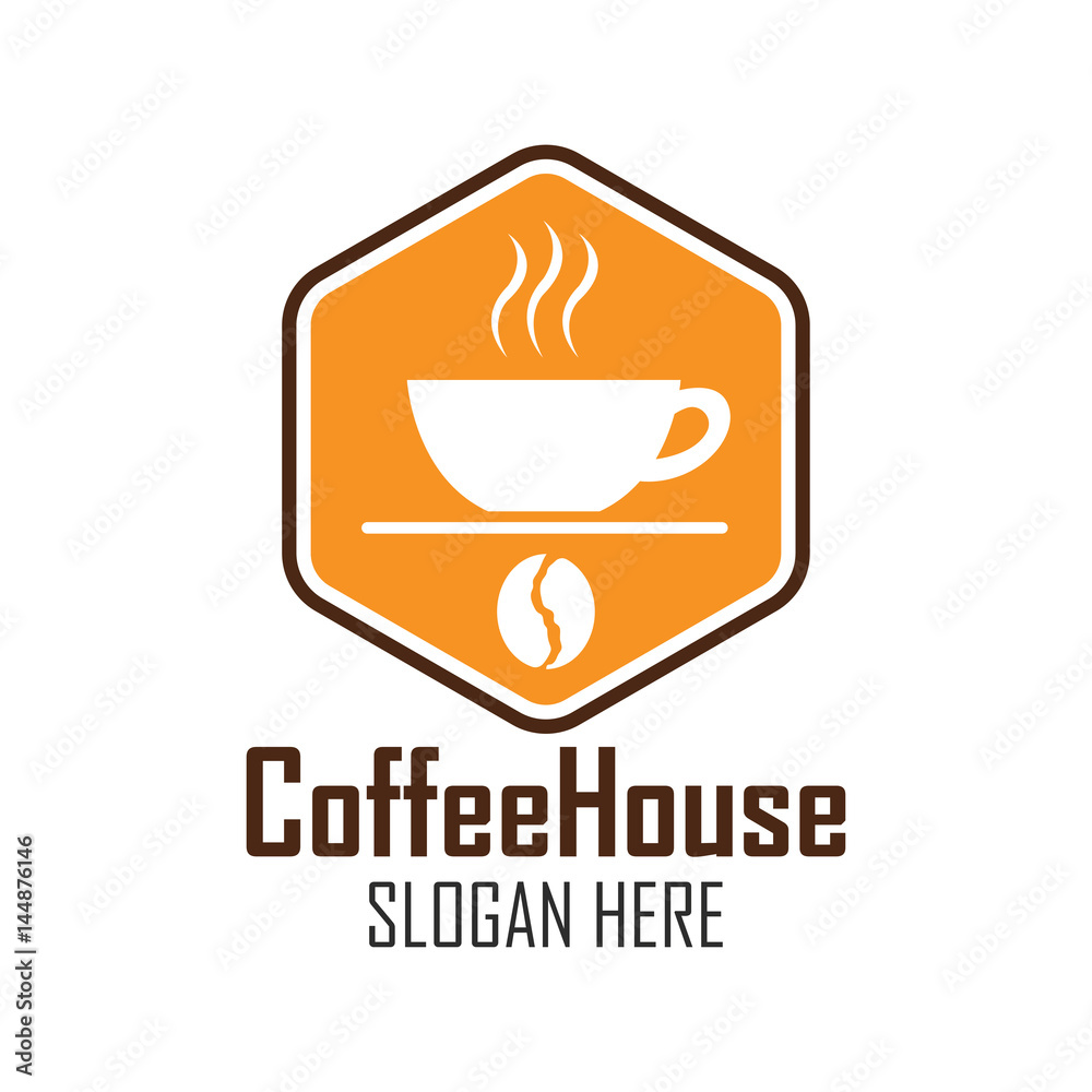 coffee shop logo, label, badge with text space for your slogan ...