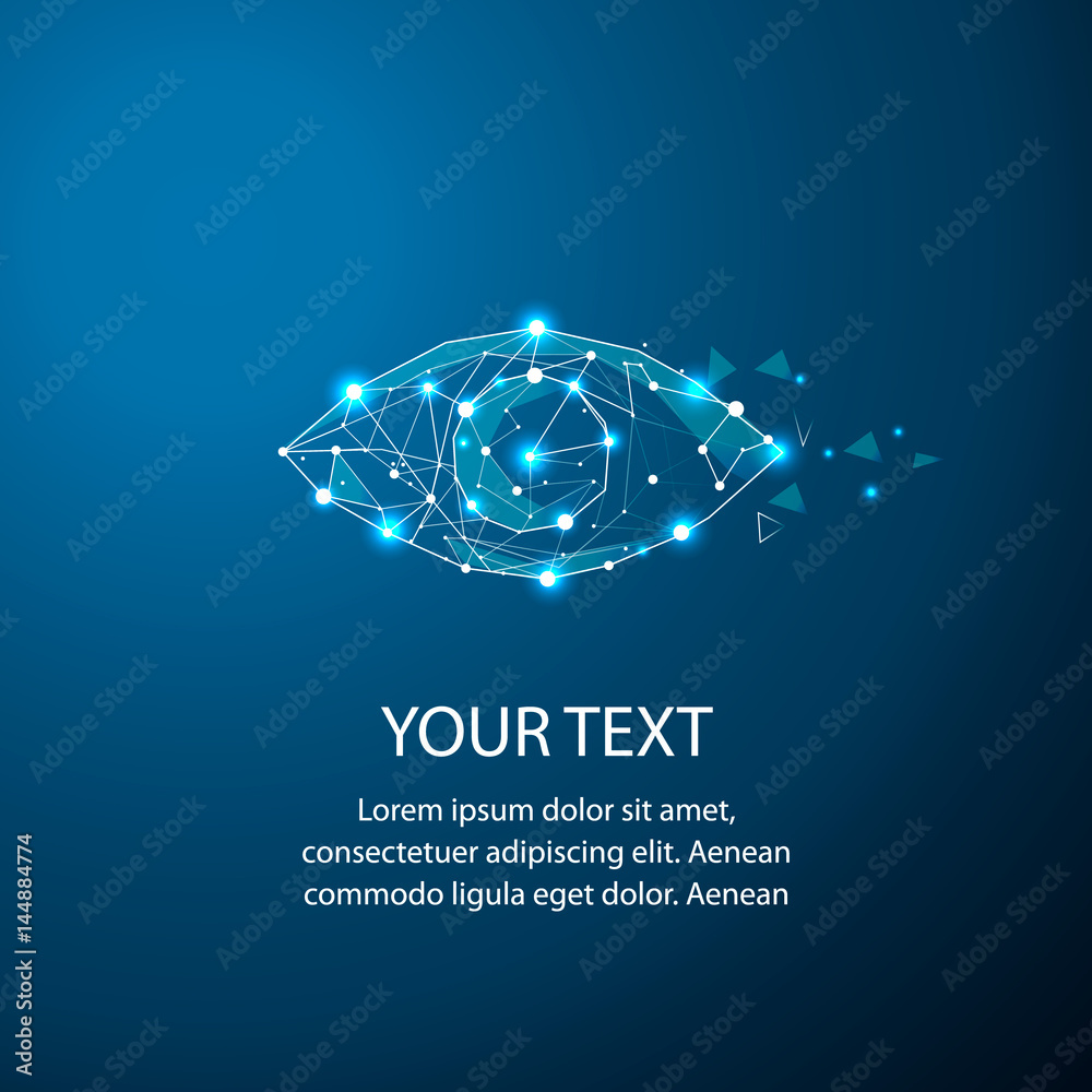 Eye with polygon line on abstract background. Polygonal space low poly ...