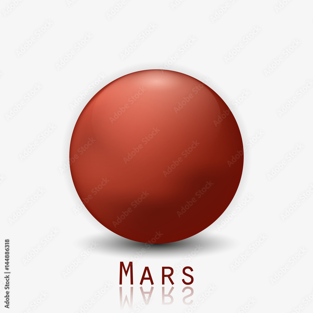Mars planet 3d vector illustration isolated on white background. Stock ...