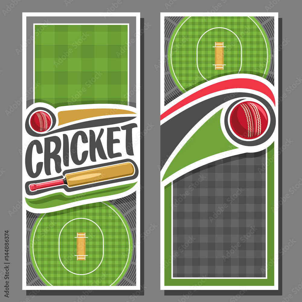 Vector vertical Banners for Cricket game: 2 layouts for title text on ...