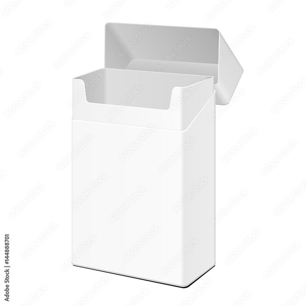 Opened Blank Wide White Slim Cigarettes Pack Box. Illustration Isolated ...