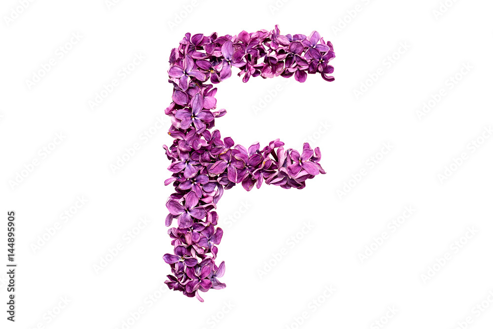 Flower letter lilac or purple color isolated on white background ...