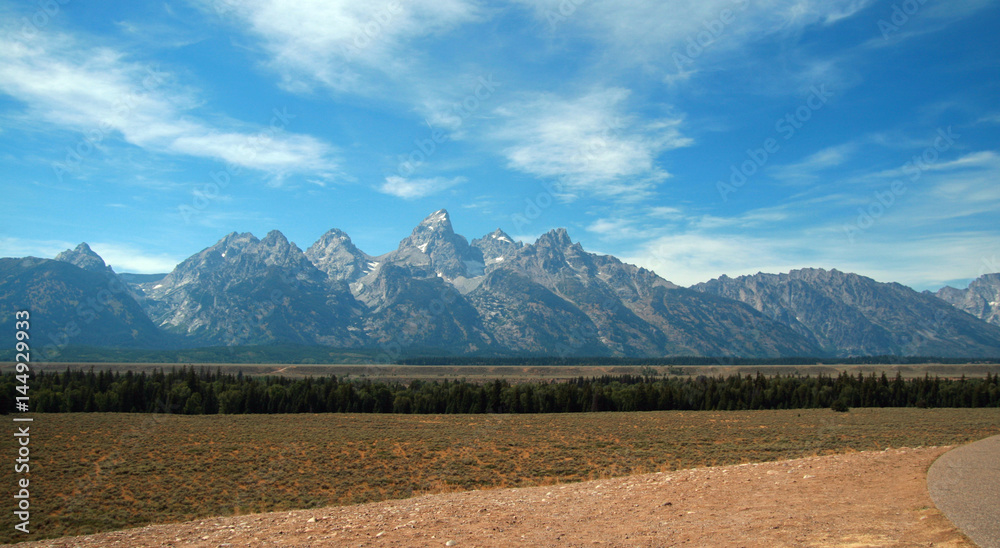 Grand Tetons Peaks seen from Glacier View Turnout in Grand Teton ...
