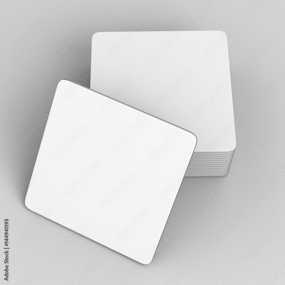 White Square coaster with rounded corner on isolated background, 3D ...