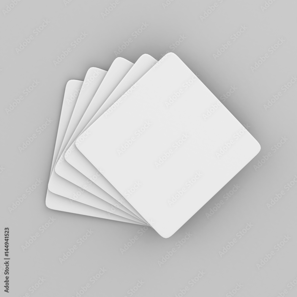 White Square coaster with rounded corner on isolated background, 3D ...