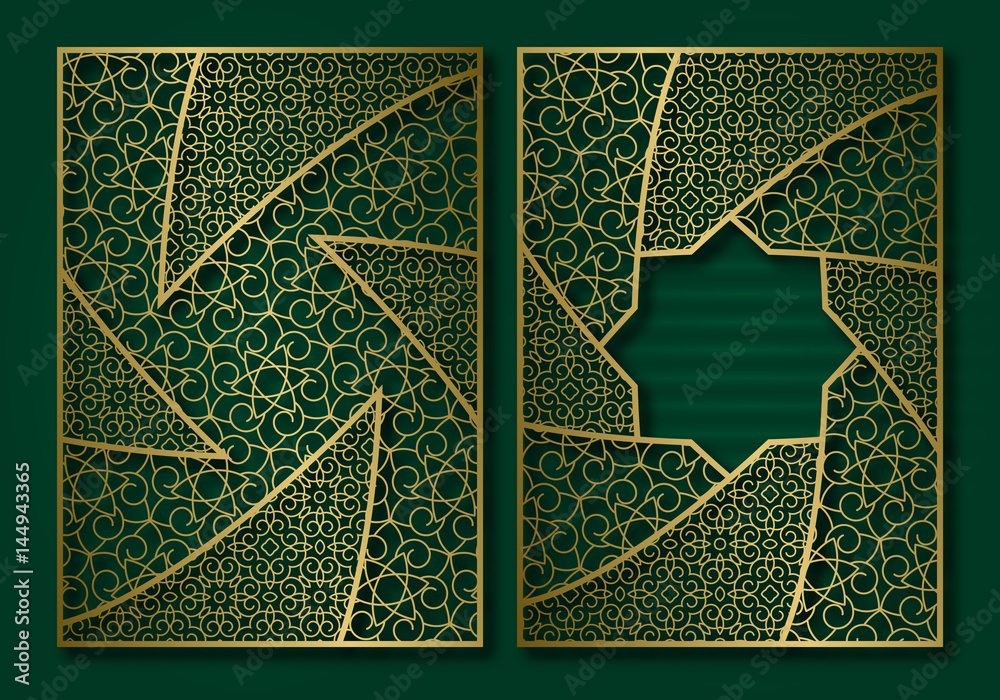 Golden vintage book cover template. Face and back of booklet design ...