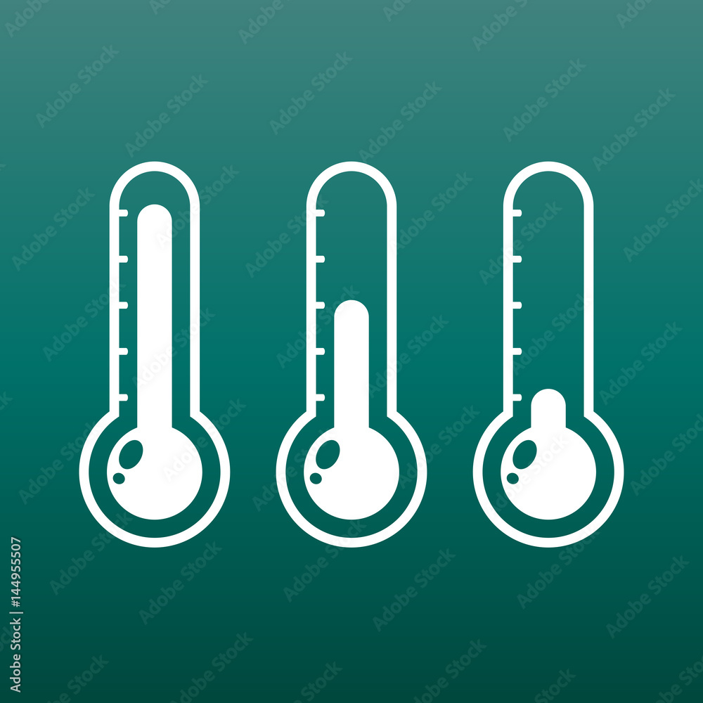 Thermometers icon with different levels. Flat vector illustration on ...