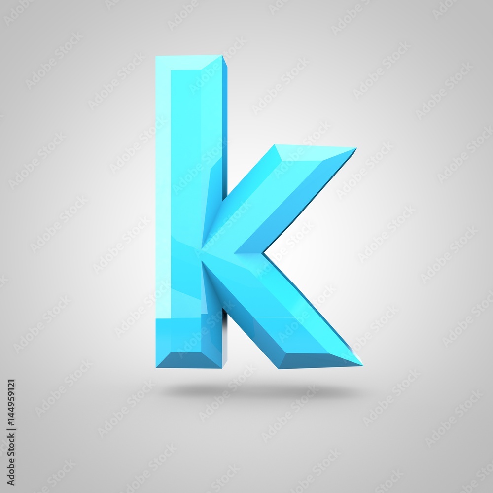 Blue low poly alphabet letter K lowercase isolated on white background ...