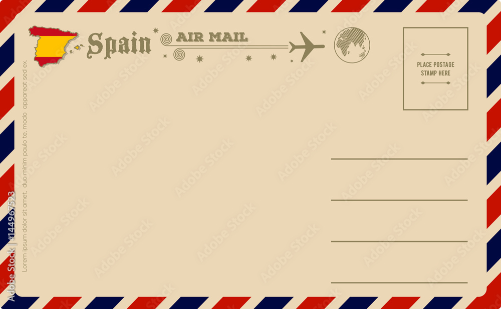 Vintage postcard with map of Spain Stock Vector | Adobe Stock