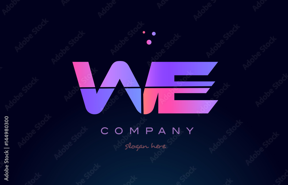 we w e creative blue pink purple alphabet letter logo icon design Stock ...