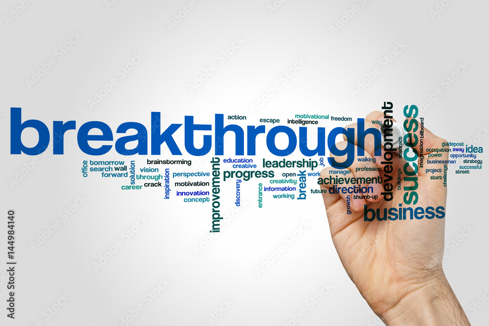 Breakthrough word cloud concept on grey background Stock Photo | Adobe ...