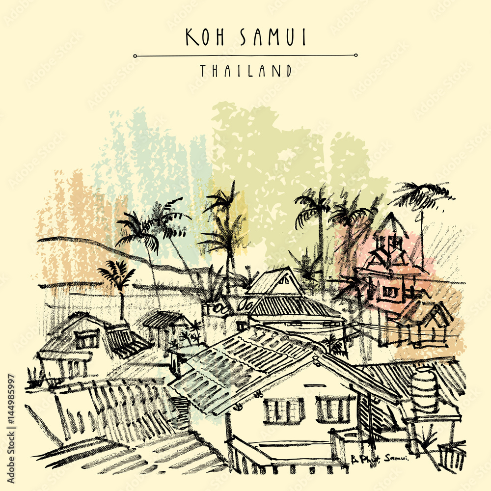 Koh Samui island, Thailand, Southeast Asia. Rural tropical landscape ...