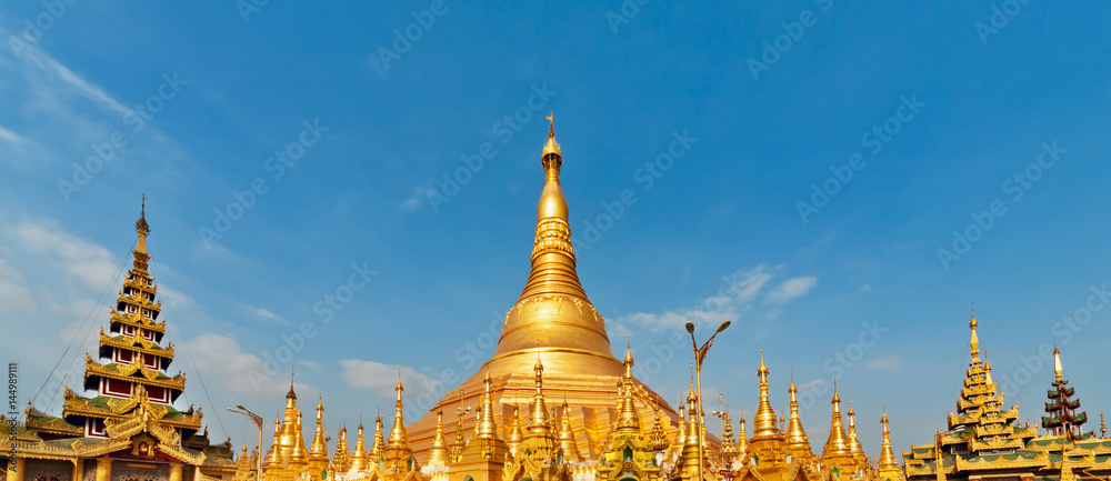 View of famous Myanmar temple and popular place to visit at Yangon city ...
