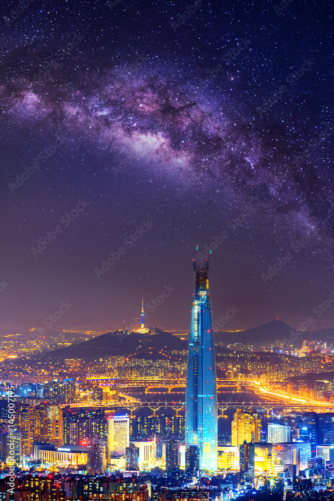 South Korea skyline of Seoul, The best view of South Korea with Lotte ...