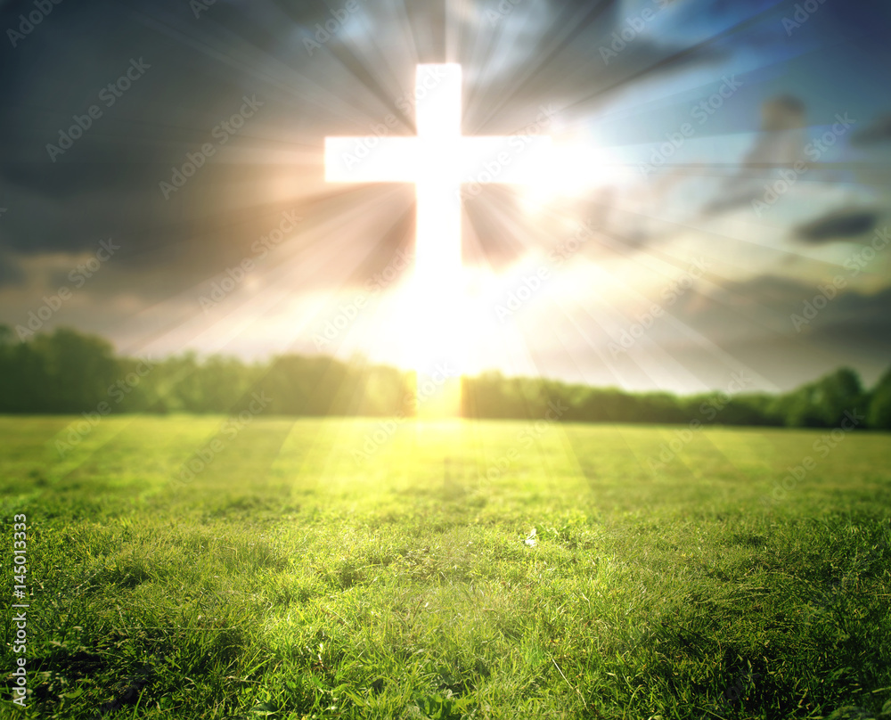 Bright cross in field Stock Photo | Adobe Stock
