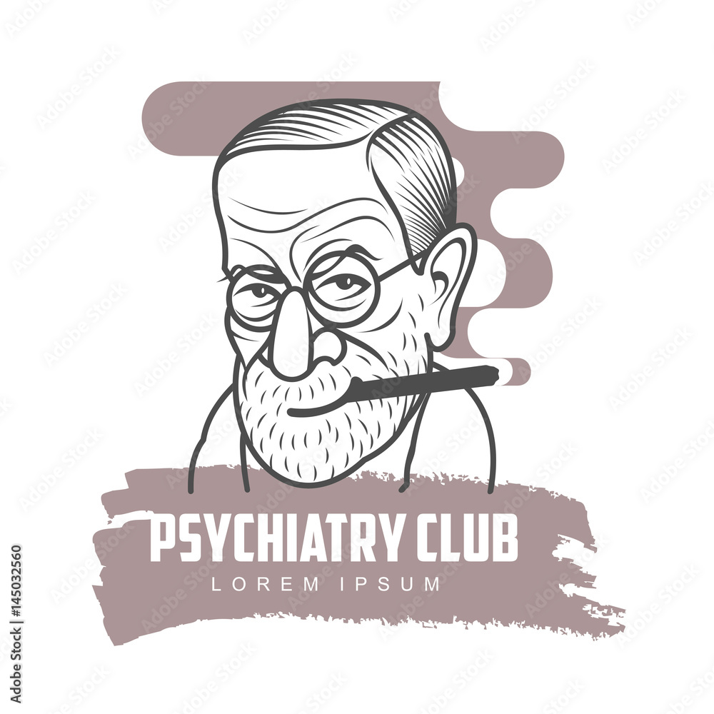 Cartoon caricature portrait of Sigmund Freud Stock Vector | Adobe Stock
