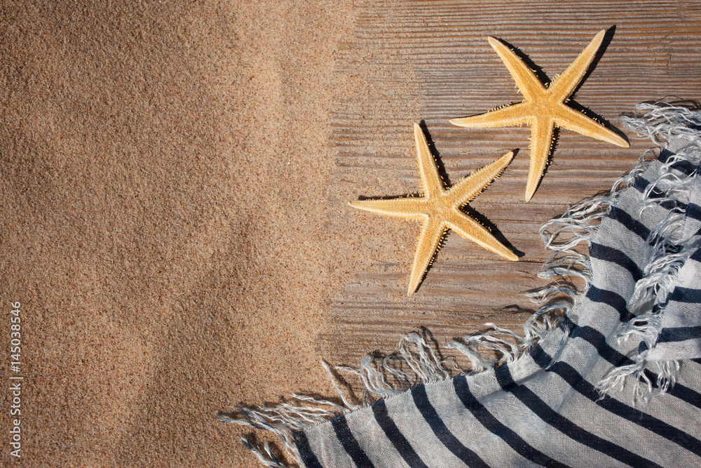 Background with beach sand and starfish Stock Photo | Adobe Stock