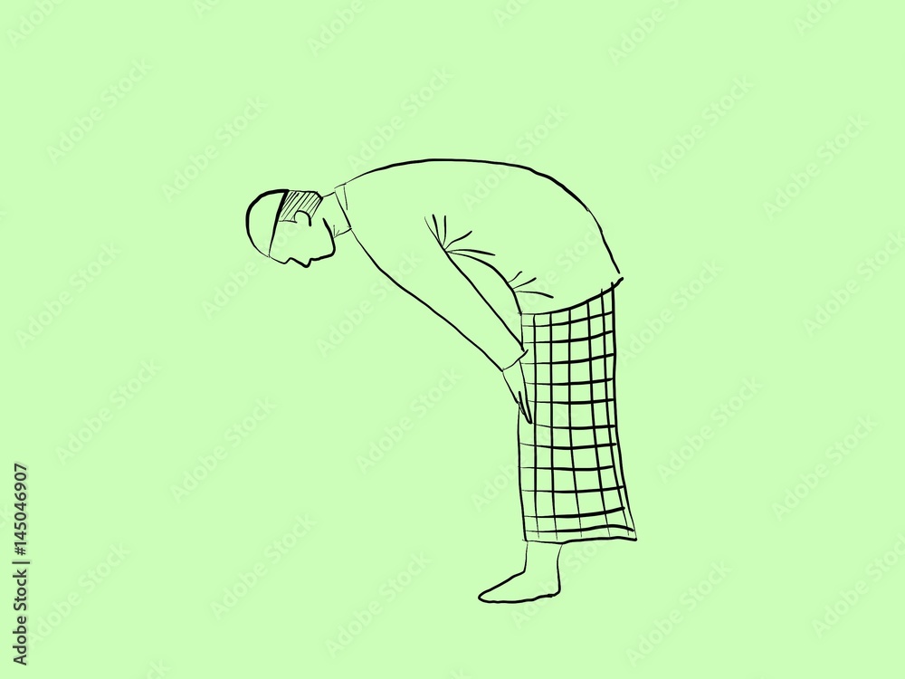 Ruku as one of shalat position illustration with green background Stock ...