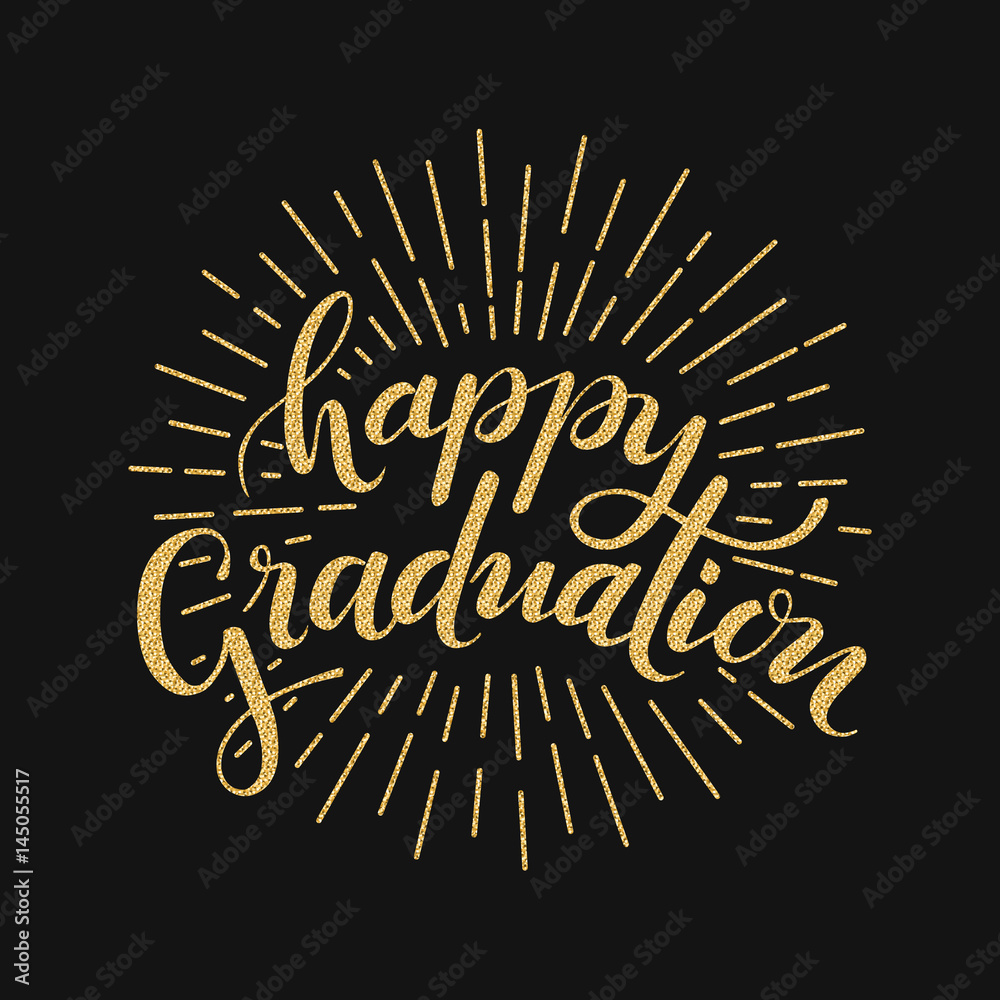 Happy Graduation. Hand drawn lettering for greeting, invitation card ...