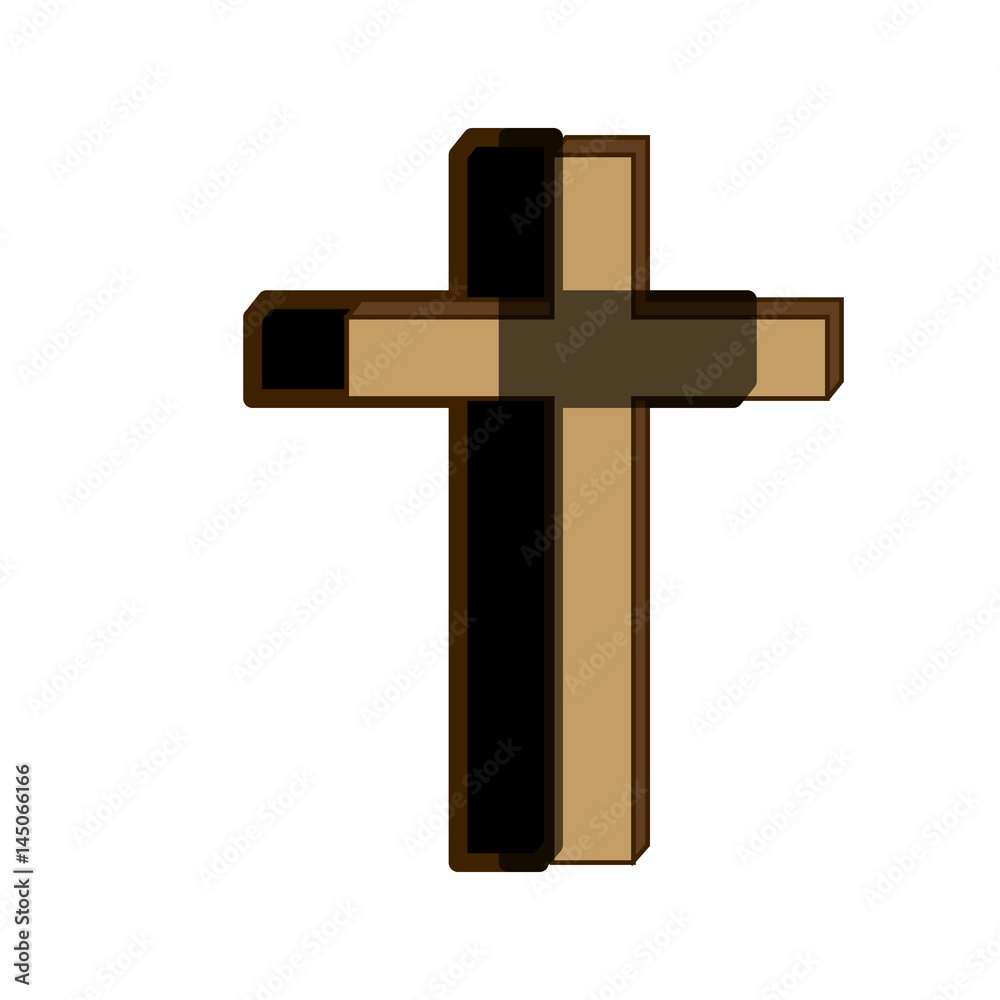 white background of wooden cross with shadow vector illustration Stock ...