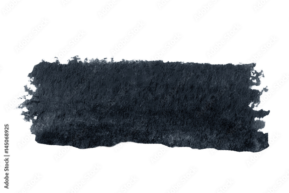 Abstract black watercolor ink spot isolated on white background. Hand ...