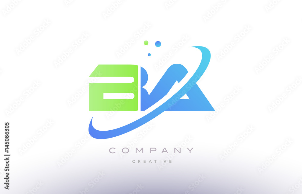 ba b a alphabet green blue swoosh letter logo icon design Stock Vector ...