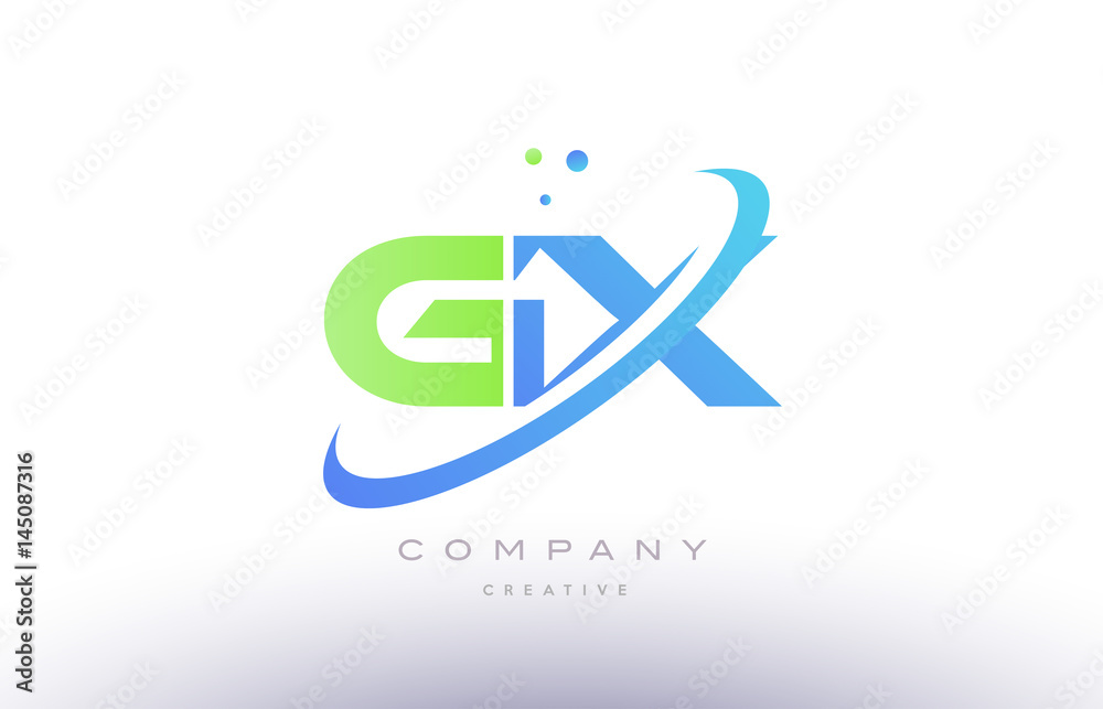 gx g x alphabet green blue swoosh letter logo icon design Stock Vector ...