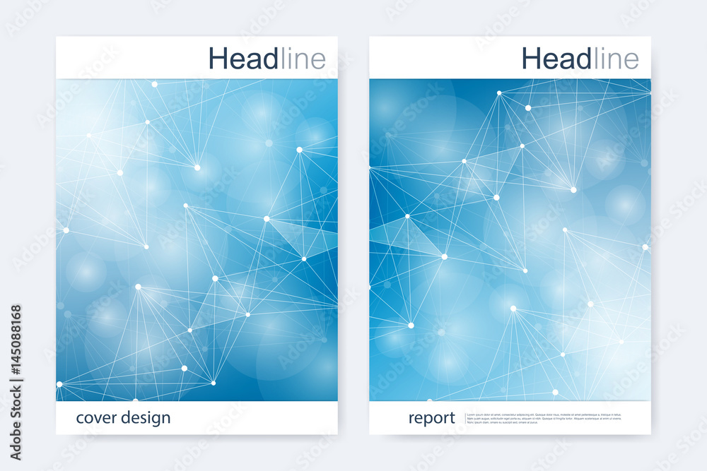 Scientific brochure design template. Vector flyer layout, Molecular ...