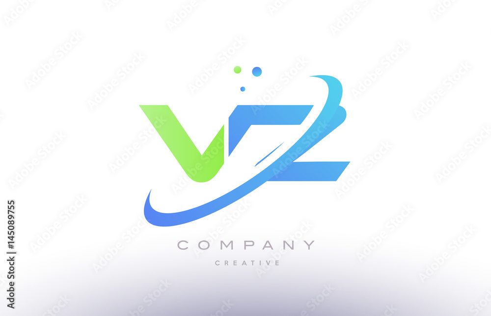 vz v z alphabet green blue swoosh letter logo icon design Stock Vector ...
