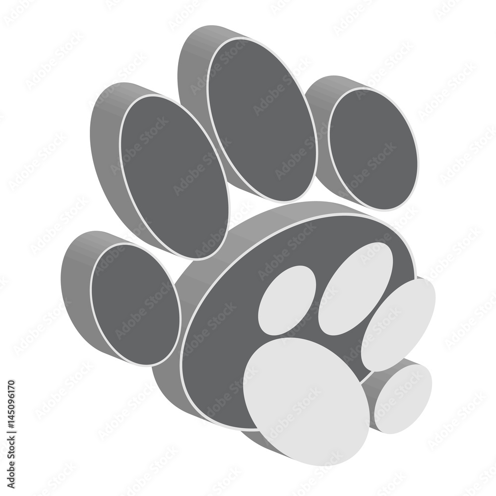 Grey dog paws on white background. Animal symbol 3D. Stock Vector ...