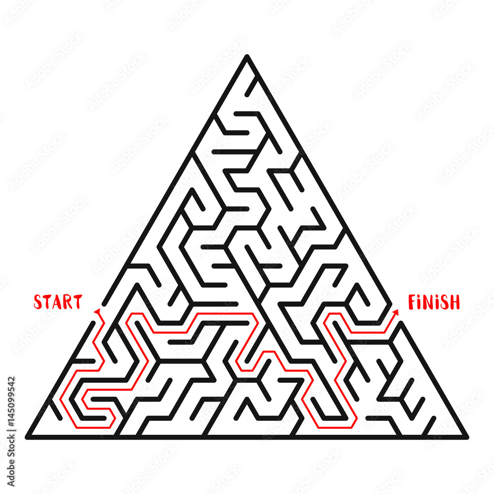 Triangular Maze Game background. Labyrinth with entry and exit. Vector Illustration. Stock ...