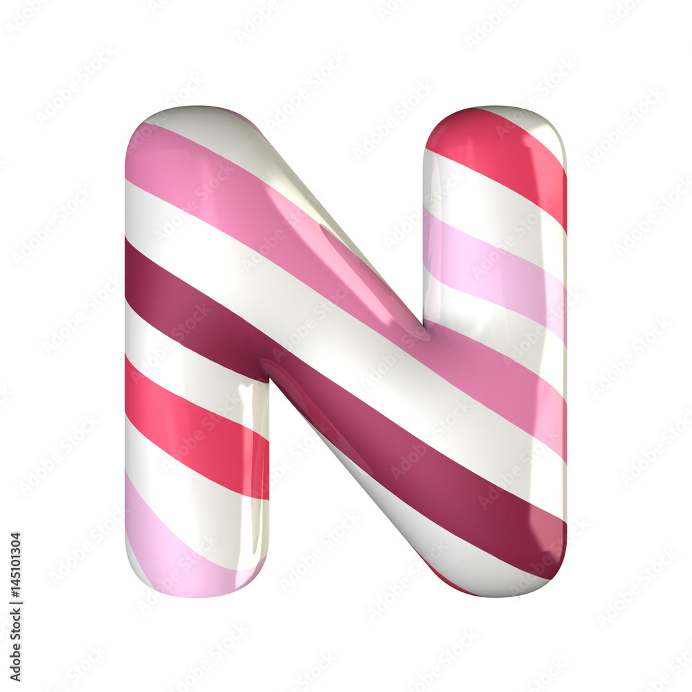 3D birthday letter N candy concept isolated with clipping path Stock ...