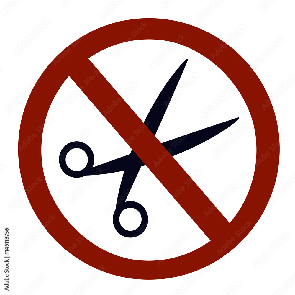 No scissors prohibition sign icon vector illustration Red circle of ...
