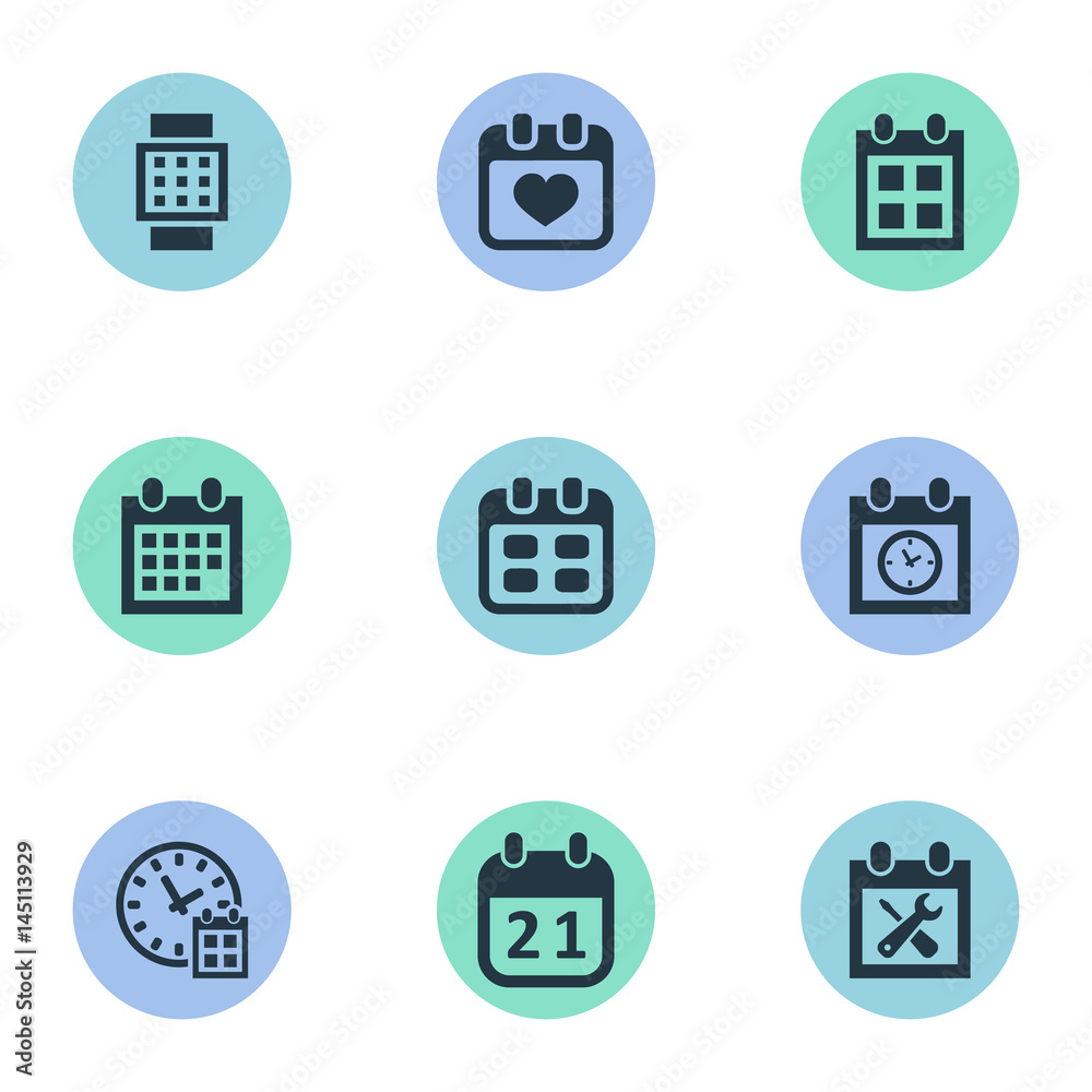 Vector Illustration Set Of Simple Plan Icons. Elements Deadline, Date ...