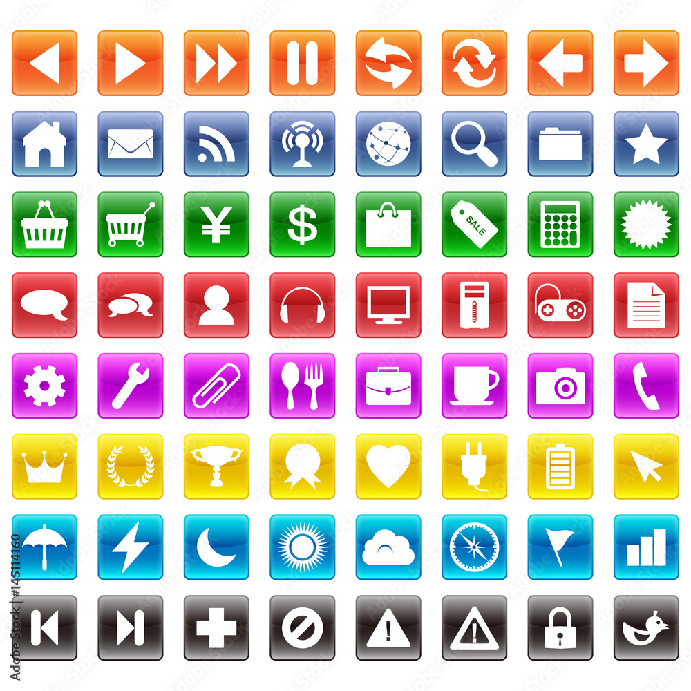 アイコンボタン64セット Stock ベクター | Adobe Stock
