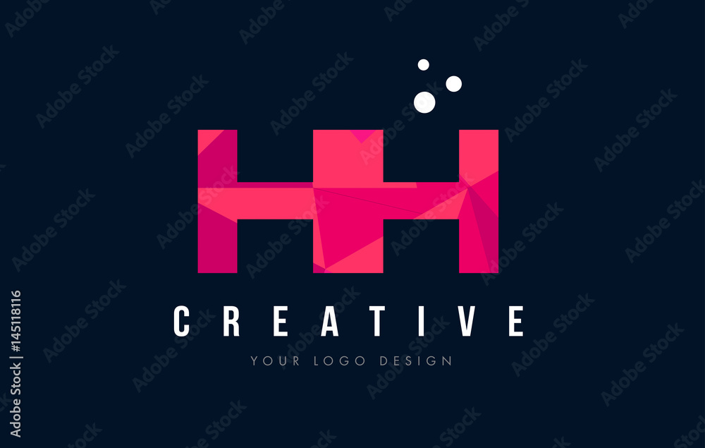 HH H H Letter Logo with Purple Low Poly Pink Triangles Concept Stock ...