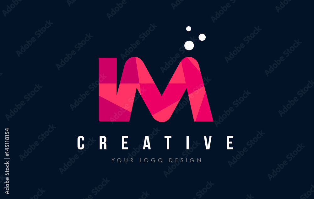 IM I M Letter Logo with Purple Low Poly Pink Triangles Concept Stock ...