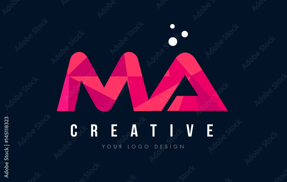 MA M A Letter Logo with Purple Low Poly Pink Triangles Concept Stock ...