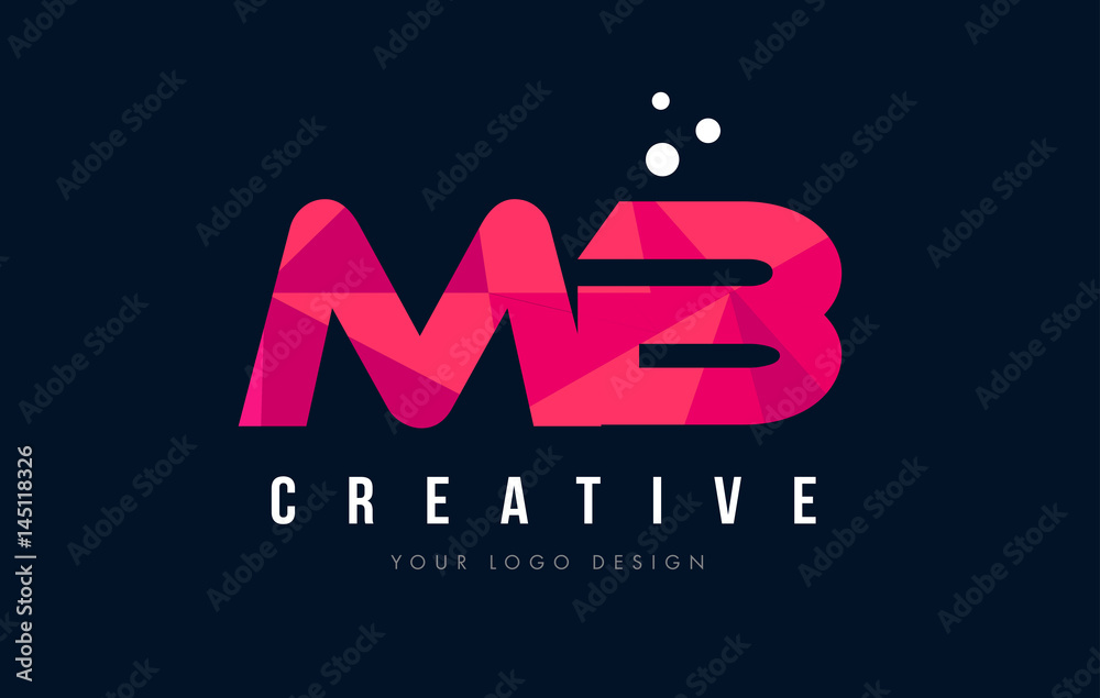 MB M B Letter Logo with Purple Low Poly Pink Triangles Concept Stock ...