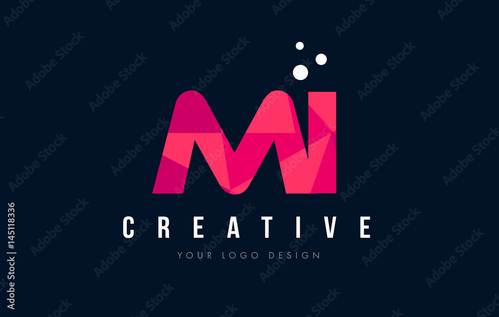 MI M I Letter Logo with Purple Low Poly Pink Triangles Concept Stock ...
