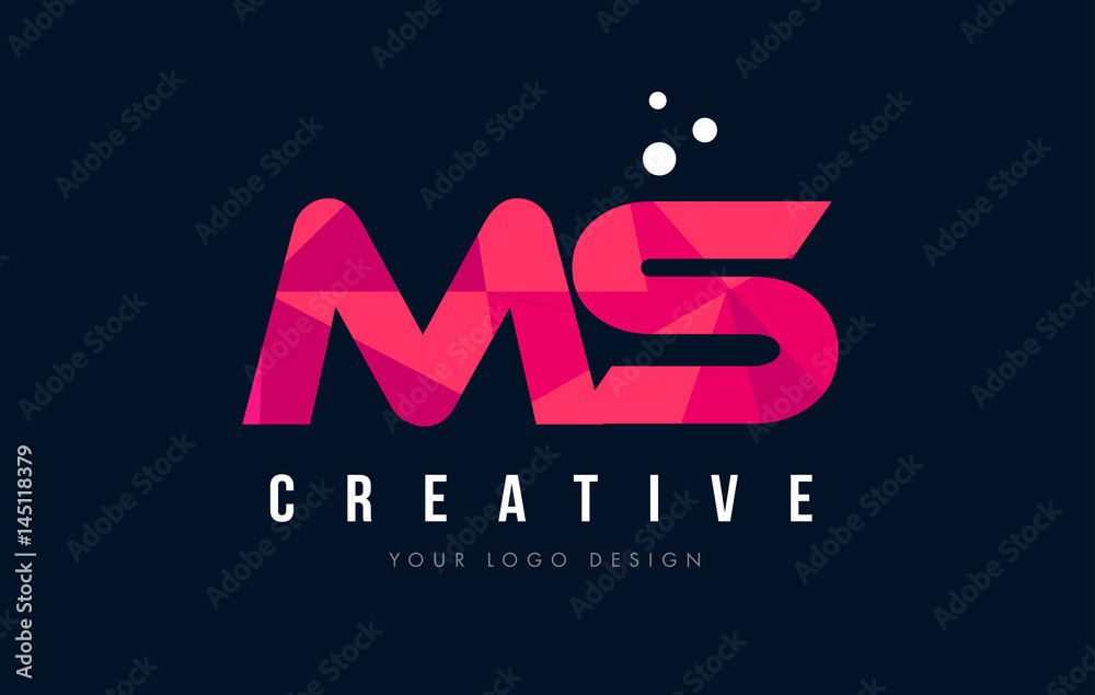 MS M S Letter Logo with Purple Low Poly Pink Triangles Concept Stock ...