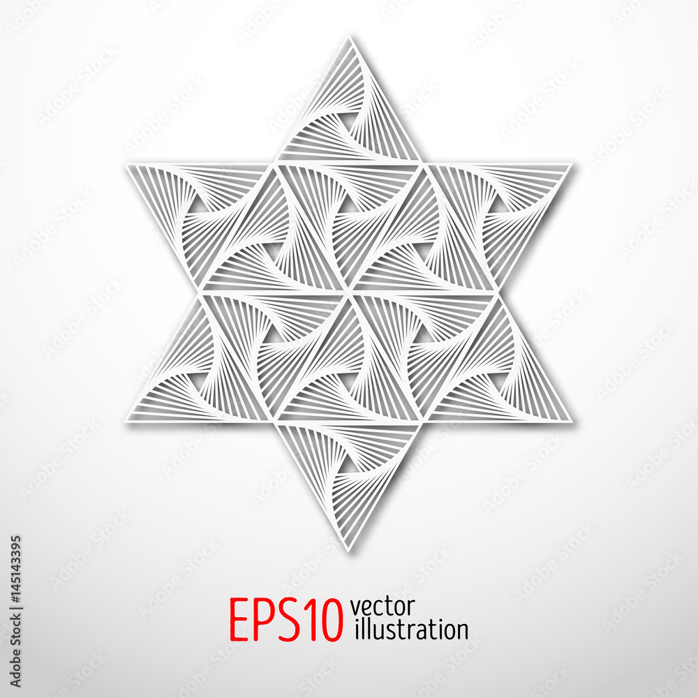 Magic white star with pattern inside 3d . Sacral geometry figure ...