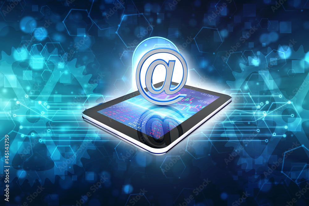 Mobile Device with e-mail symbol on white background. 3d render Stock ...