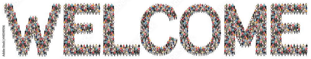 Welcome home refugees customer immigrants multi ethnic group of people ...