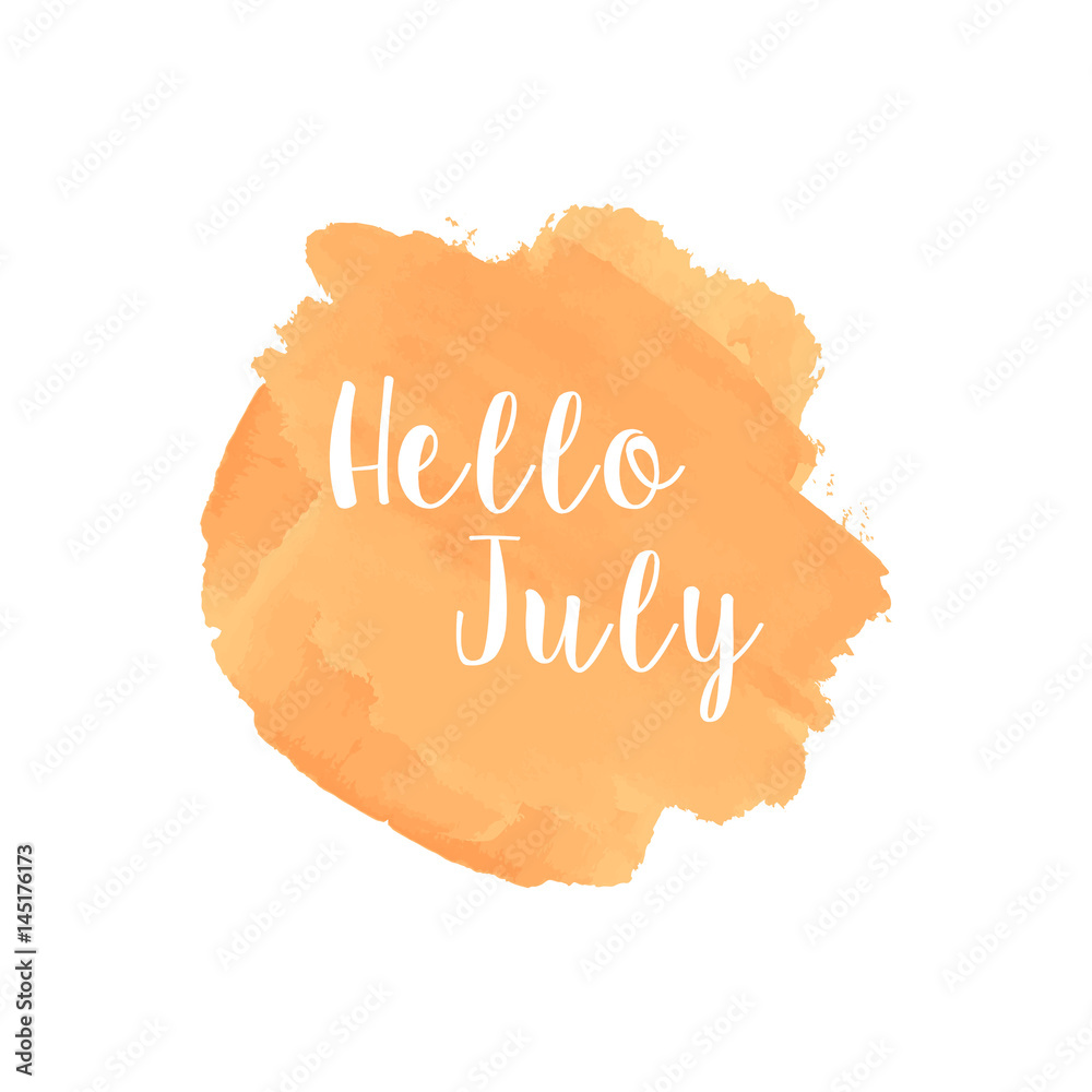 Hello July watercolor wallpaper, greeting card, banner Stock Vector ...