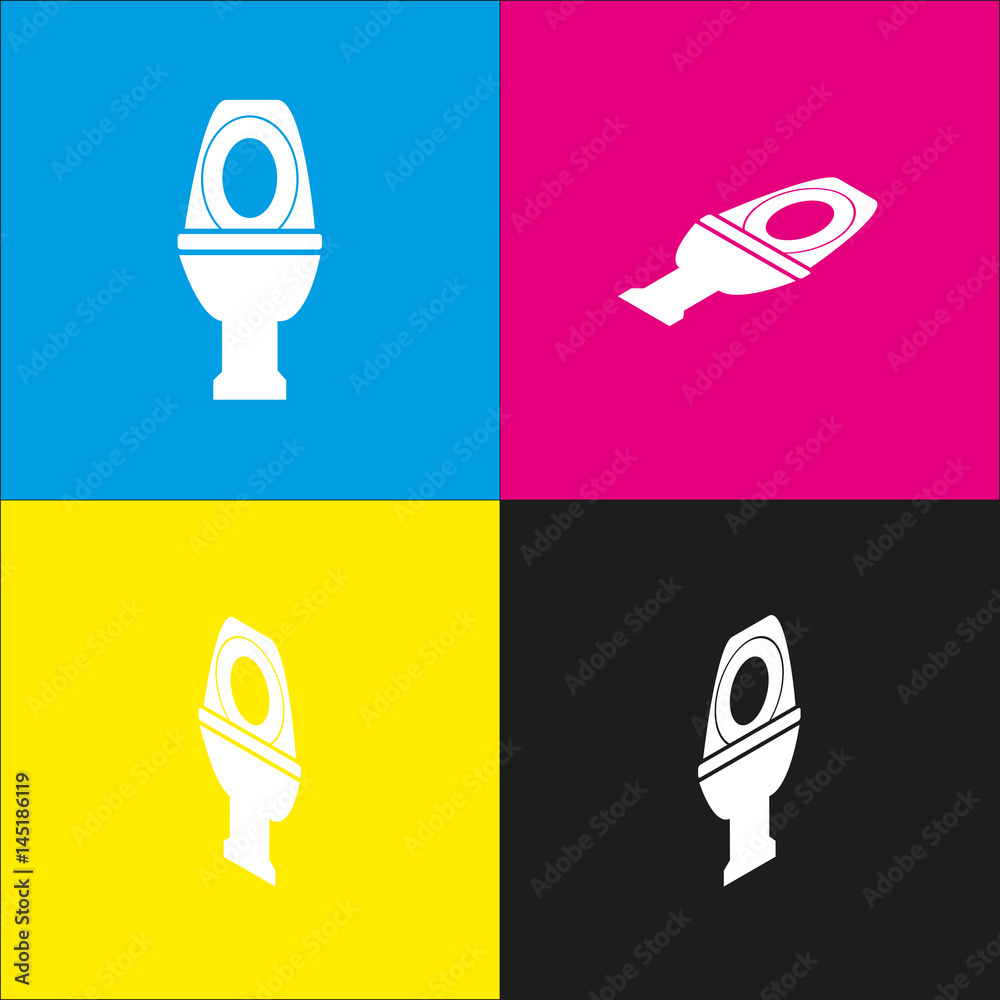 Toilet sign illustration. Vector. White icon with isometric projections ...