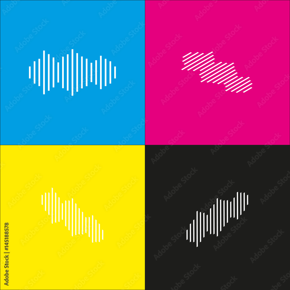 Sound waves icon. Vector. White icon with isometric projections on cyan ...