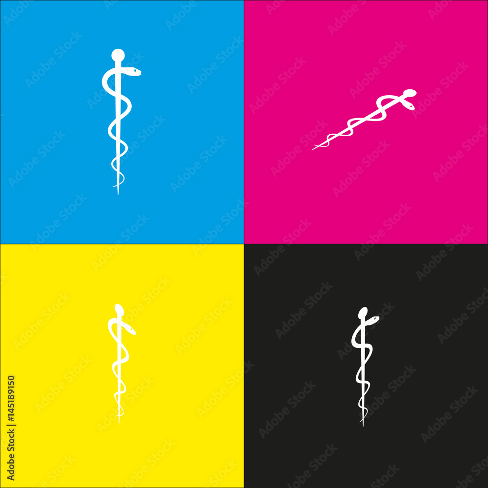 Symbol of the Medicine. Vector. White icon with isometric projections ...