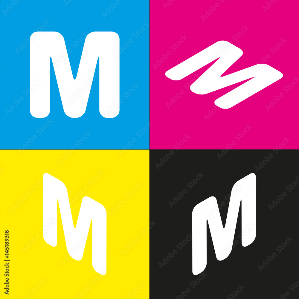 Vecteur Stock Letter M sign design template element. Vector. White icon ...